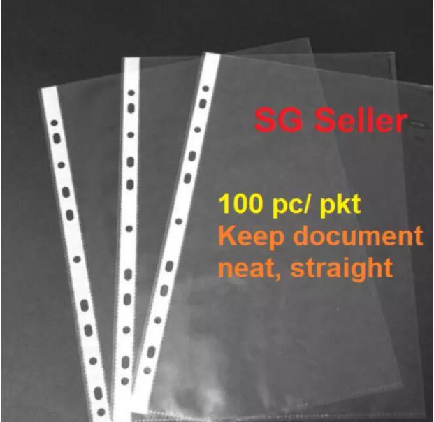 100 pc/ pkt PP Clear pockets Sheet Protector. Clear 11 holes, 30 holes ...