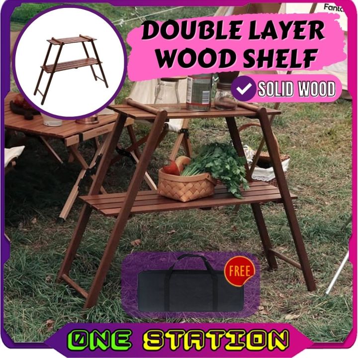 Outdoor Solid Wood Wooden Rack Foldable Rack Camping Rack Rak Lipat Rak ...