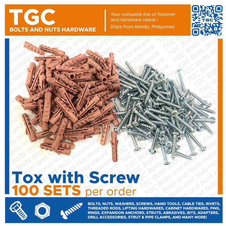 TGC 100SETS Tox with Metal Screw or Tox Screw 4 5 6 8 10 12 Tox with ...
