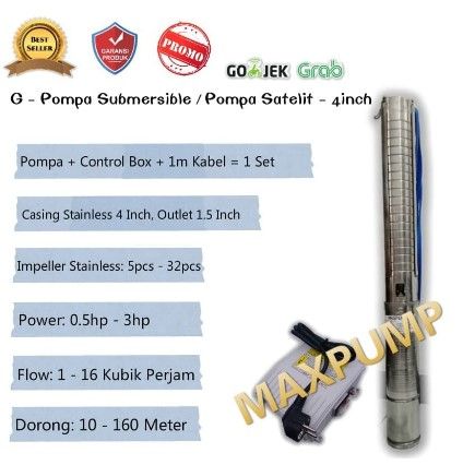 Pompa Submesible Satelite Sumur Bor Untuk Casing Pipa Impeller Plastik ...