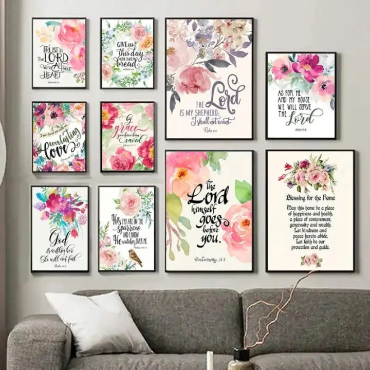 Bible Verse Posters mencetak lukisan kanvas bunga rama-rama kristian ...