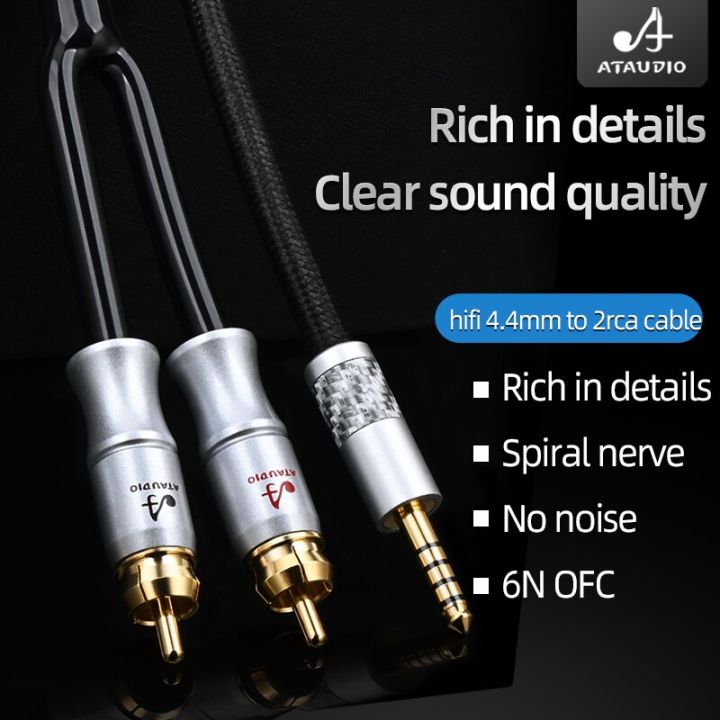 HIFI 4.4mm balanced to 2rca Cable Hi-end 6N OFC 4.4 to Rca Audio Cabl ...