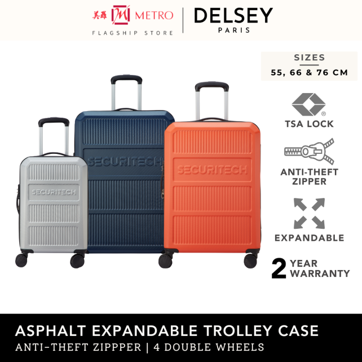 SECURITECH by Delsey Paris Asphalt 4 Double Wheels Expandable Trolley ...
