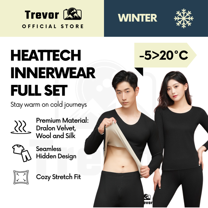 TREVOR Heattech Innerwear Full Set – Men Women Thermal Winter Underwear ...