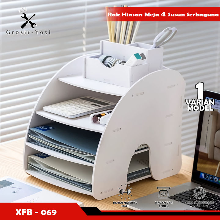 Rak File Sektor Meja Desktop Rak Buku Multi-lapis Kotak Penyimpanan ...