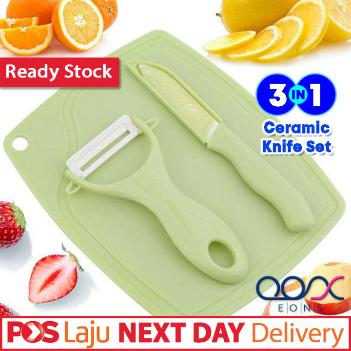 EONS 💖 Ceramic Knife Vegetable Fruit Cutting Board Peeler Set Slicer ...