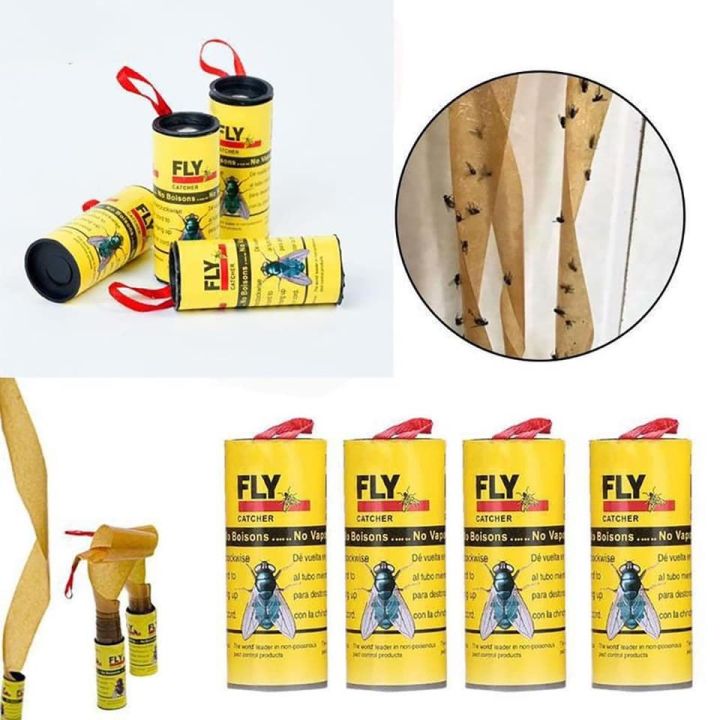 Fly Catcher 4 Rolls Sticky Fly Paper Eliminate Flies Insect Bug Glue ...