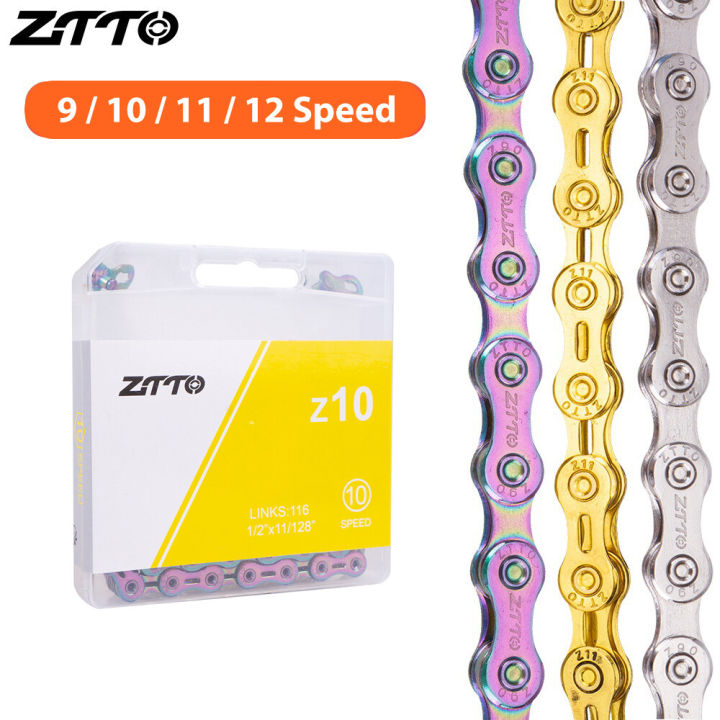 ZTTO Gold 9 Speed Bicycle Chain 116 Links Hollow Light Weight Durable ...