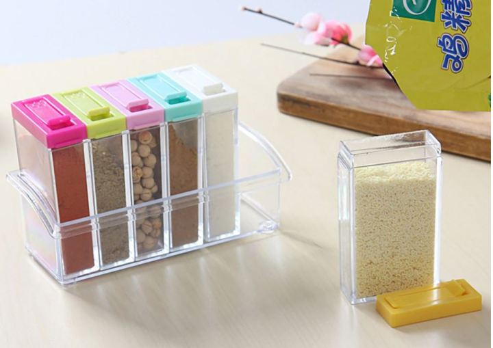MH 6 pcs Condiments Seasoning Container for Spice Salt, MSG Storage Set ...