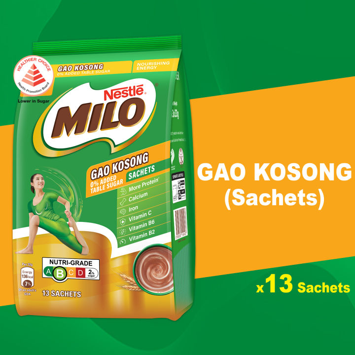 Milo Gao Kosong Zero Added Sugar Chocolate Malt Powder With Milk - 13 ...