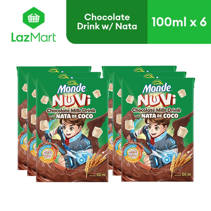 Monde Nuvi Chocolate Milk Drink with Nata de Coco 100ml - Pack of 6 ...