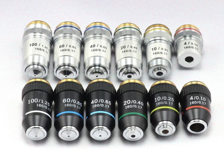 Biological Microscopes Lens 4X 10X 20X 40X 60X 100X(oil) 195 Achromatic ...