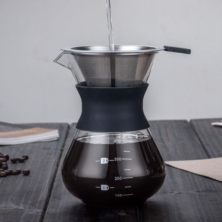 Pour Over Coffee Maker Coffee Dripper Borosilicate Glass Stainless ...