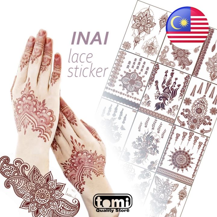 [Malaysia Stock] Brown & Red Henna Instant Sticker Pengantin Inai ...
