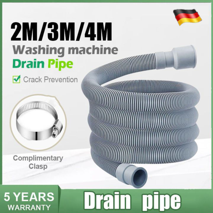2M Universal Washing Machine Drain Hose Flexible Extension Soft Tube ...