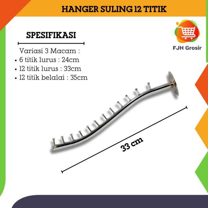 Hanger Suling 12 Titik Lurus Tekuk Belalai Stainless Pipa Dinding Baju ...