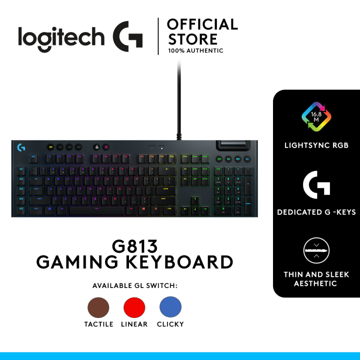 Logitech G813 GL Low Profile Switch Lightsync RGB Mechanical Gaming ...
