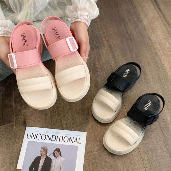 【LaLa】NEW Korean Wedge Sandals with Ankle Strap Open Toe Platform ...