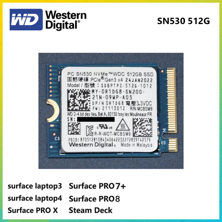 [เพื่อส่งพร้อม] SN530 WD PC 512G M.2 2230 NVMe เอสเอสดีของเครื่องพีซี ...