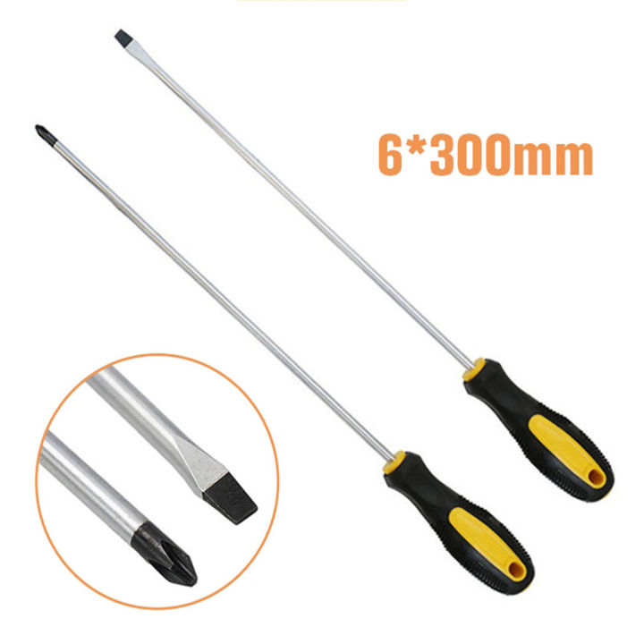 12inch Flat/Phillips Extra Long Magnetic Screw driver 6mm Slotted Cross ...