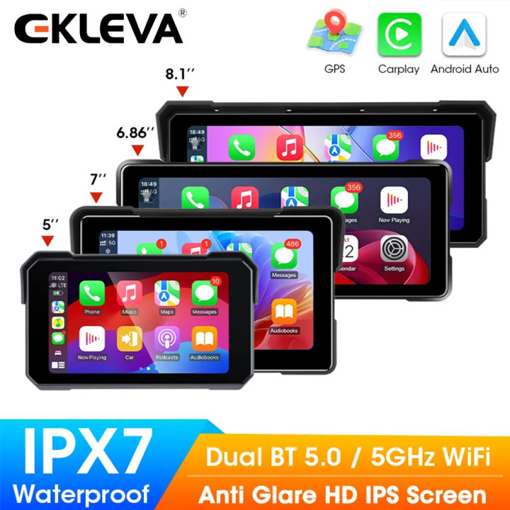 EKLEVA Motorcycle Display Screen Carplay Moto Navigation Portable ...