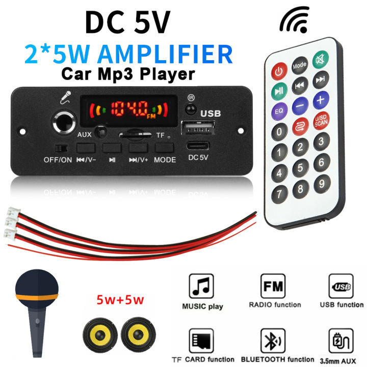 10w Amplifier MP3 Decoder Board Wireless Bluetooth 5V Car Audio MP3 ...