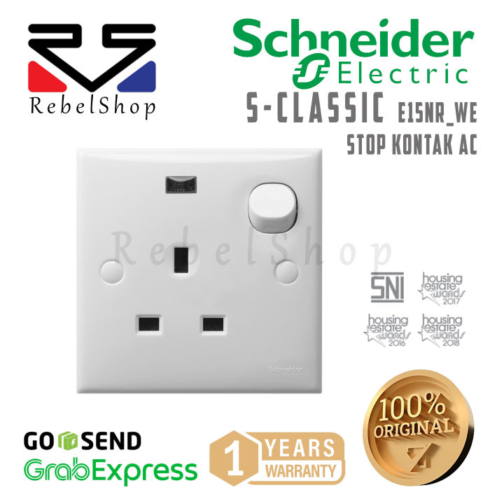 Schneider Stop Kontak Saklar AC S-Classic Putih 13A - E15NR WE | Lazada ...