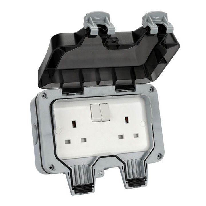 【Duha】Double Socket IP66 Waterproof Outdoor Switched Plug Socket Box ...