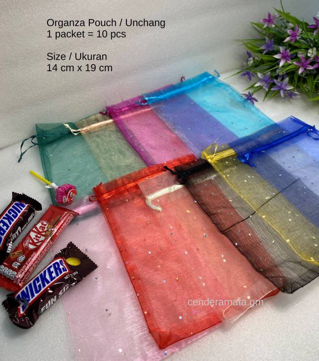 Organza Pouch Uncang Beg 1 packet (10 pcs) 14 cm x 19 cm for candies ...