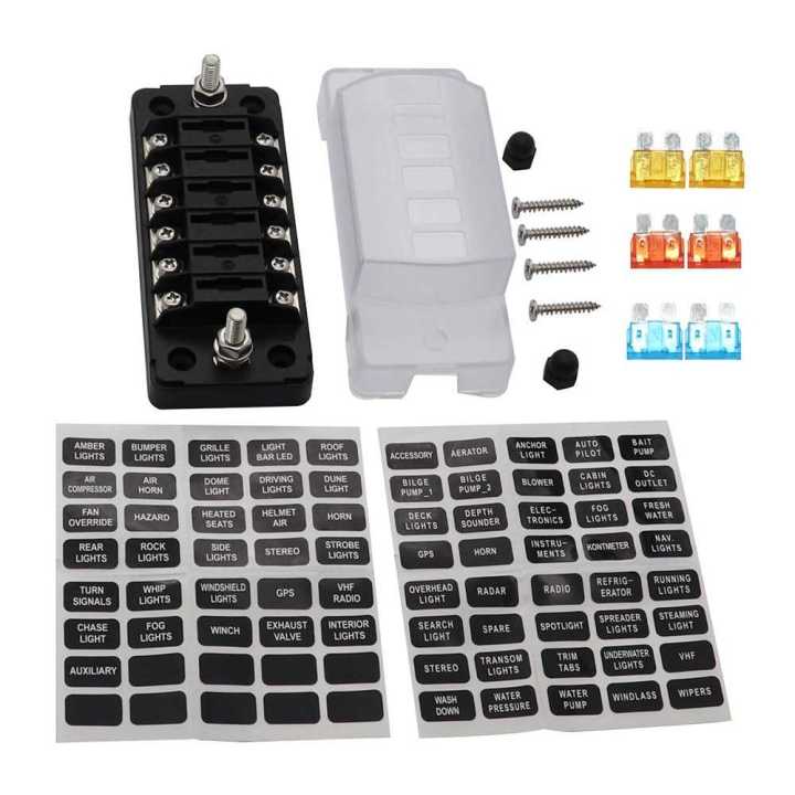 Universal Car Fuse Holder Box 32V DC 6-way With Independent Negative ...
