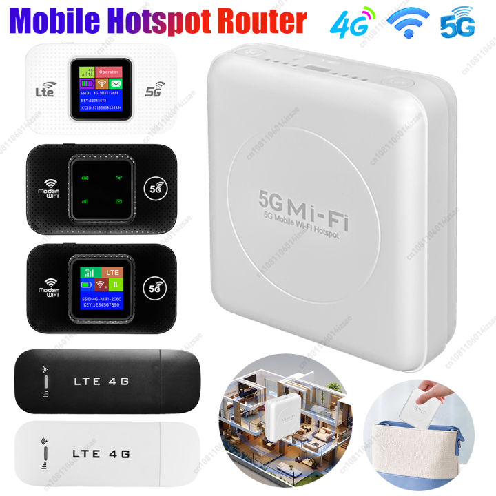 5G WiFi 6 Mobile Support 10 Users w/ SIM Card Slot 4G Lte Wireless Router Pocket Hotspot for ...