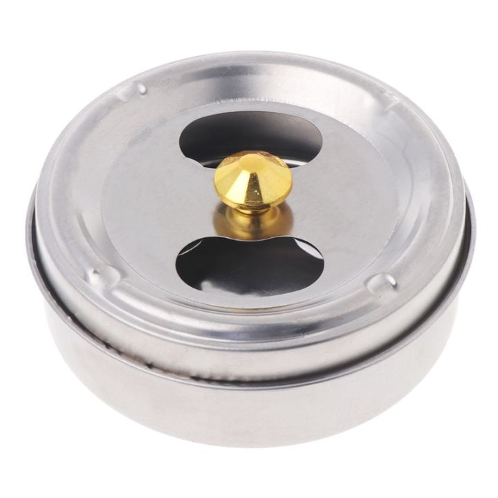 Stainless Steel Round Revolving Ashtray Rotation Enclosed Lid Hotel ...