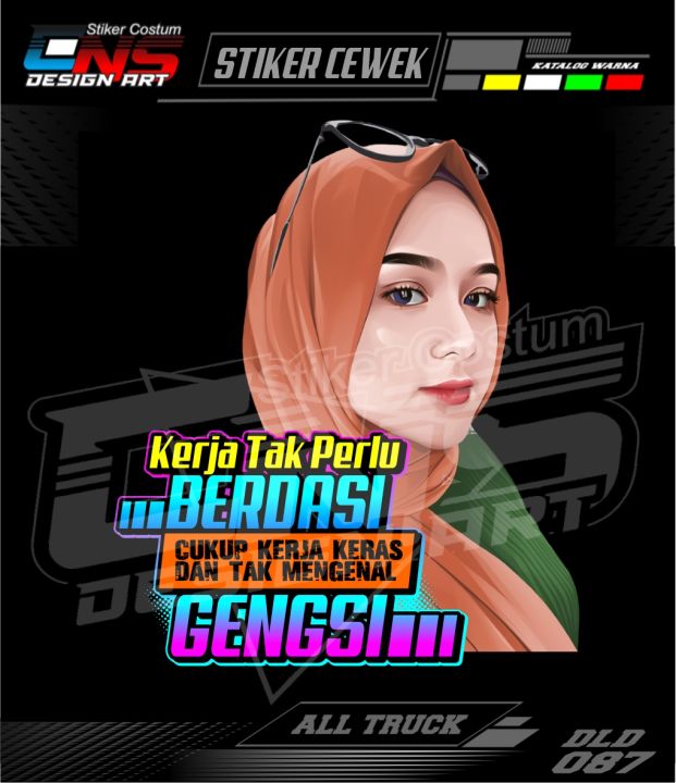 Stiker Cewek Hijab Jumbo 1Meter Sticker decal mobil motor Sticker Print ...