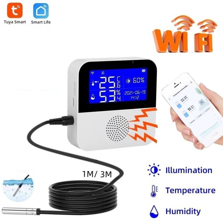 Tuya Wifi Temperature Humidity Sensor With External Probe LCD Screen Remote Monitor Indoor ...