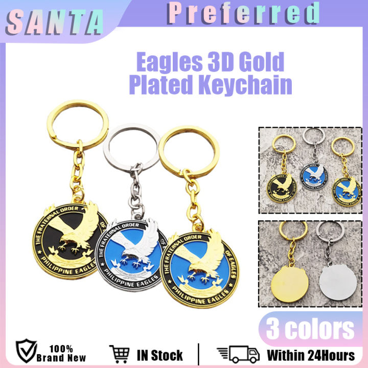 1.38 Inches The Fraternal Order of Eagles Keychain Gold Plated 3D TFOE Philippine Eagles ...
