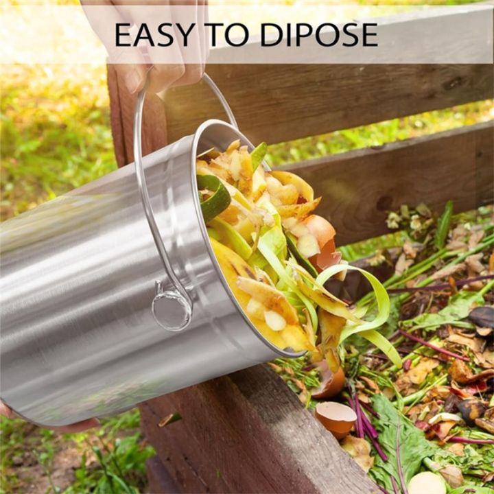 Indoor Compost Bucket for Kitchen Countertop- Stainless Steel 1.3 ...