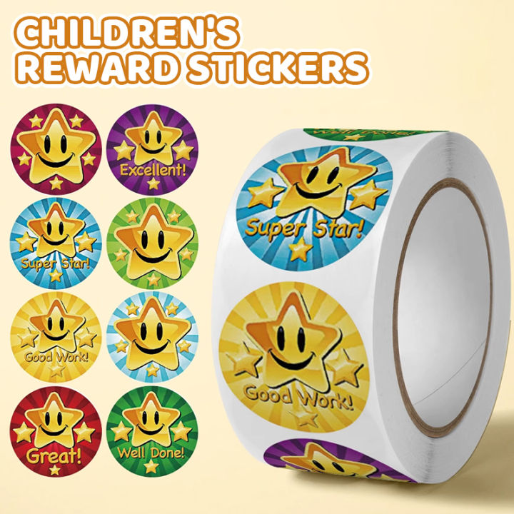 500PCS Children Cartoon Toy Sticker Student Smiley Face Sticker Teacher ...