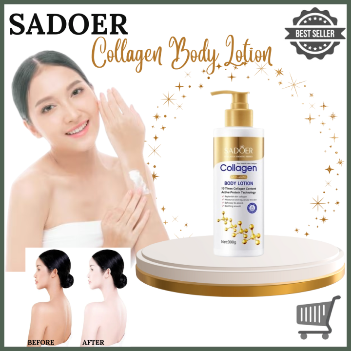 AUTHENTIC SADOER Collagen Whitening Body Lotion Anti-Wrinkle Essence, Dry Skin Moisturizing ...