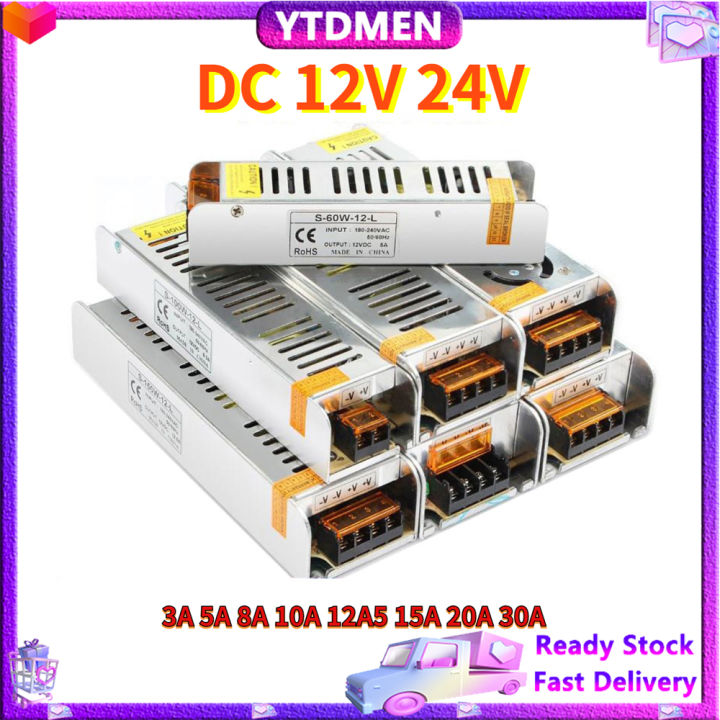 YTDMEN Ultra Thin LED AC Power Supply DC 12 V 24 V Volt Transformers 220V To 12V 24V Power ...