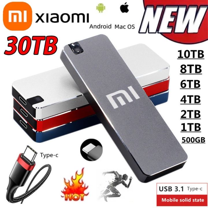 เหมาะสำหรับ Xiaomi 2023ต้นฉบับความเร็วสูงแบบพกพา SSD 30TB ฮาร์ดไดรฟ์เสริมจัดเก็บข้อมูลประเภท C ...