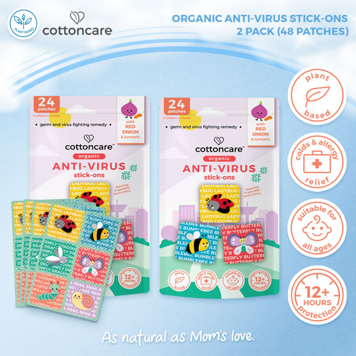 Cottoncare™ Organic Anti-Virus Stick Ons Red Onion Turmeric Sticker ...