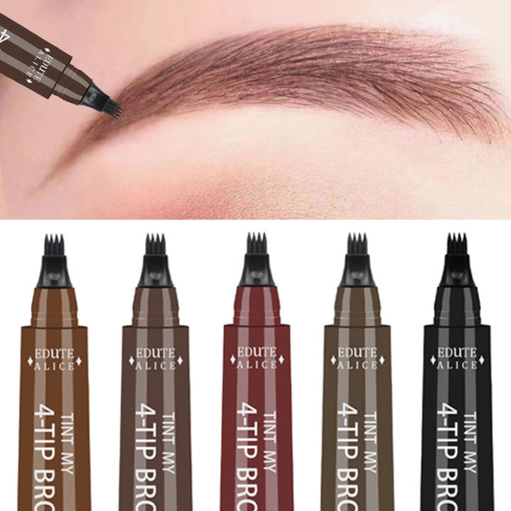 Eyebrow Tint Tattoo Pen 4 Fork Tip Waterproof Eyebrow Pencil Long ...