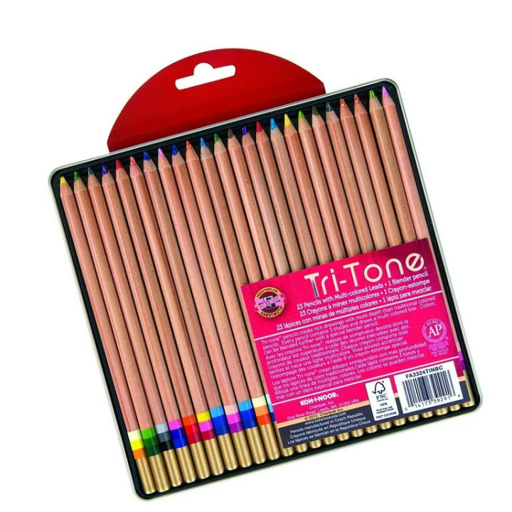 Koh-i-Noor Tritone Colored Pencil 24 Color Tin Set | Lazada