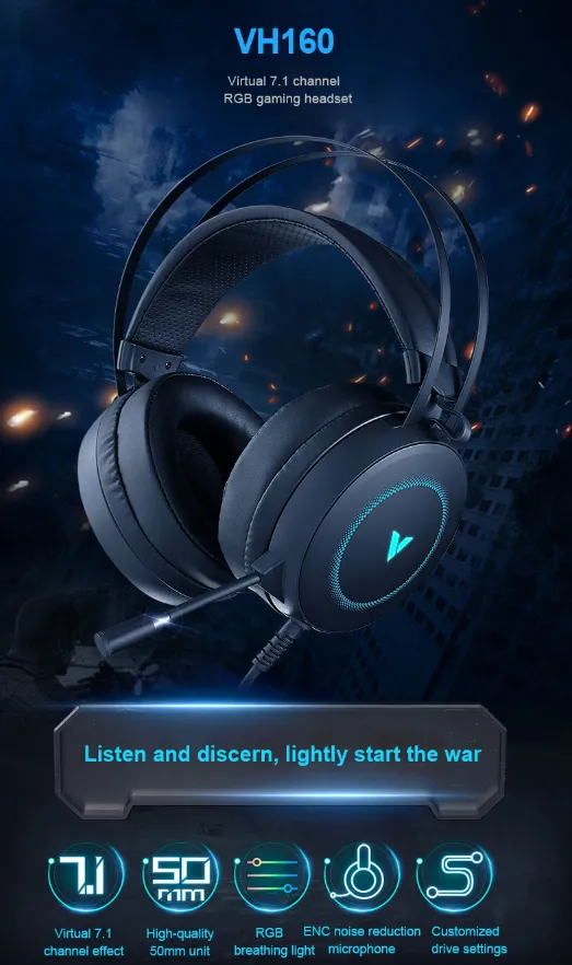 ph&co | PC Depot. RAPOO VH160 7.1 VIRTUAL SURROUND USB WIRED GAMING HEADSET BLACK