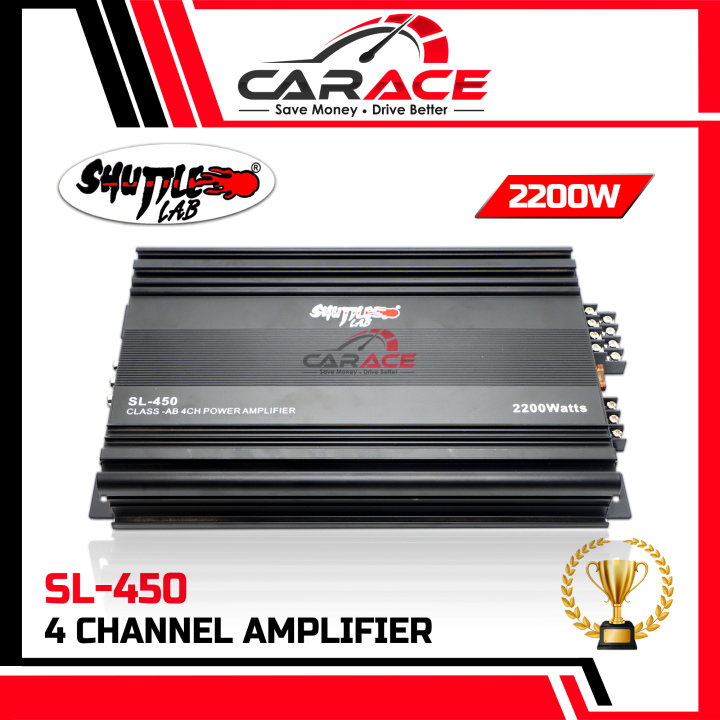 SHUTTLE LAB SL-450 | 4 Channel Amplifier 2200W Mosfet ClassAB 4CH Car Power Amplifier 4CH Car ...
