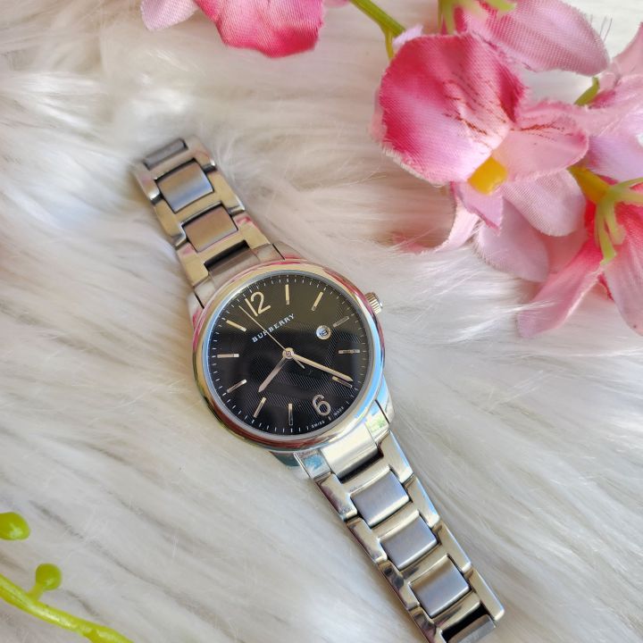 Burberry BU10108 The Classic Swiss Rare Black Dial 32mm Stainless Steel ...