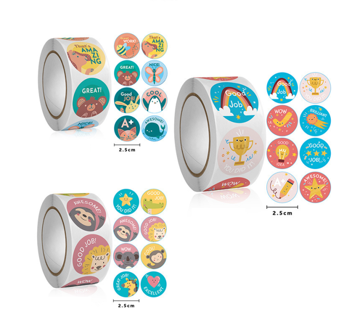 [Link nhiều mẫu] Cuộn 500 sticker khen thưởng học sinh nhãn dán cảm ơn ...