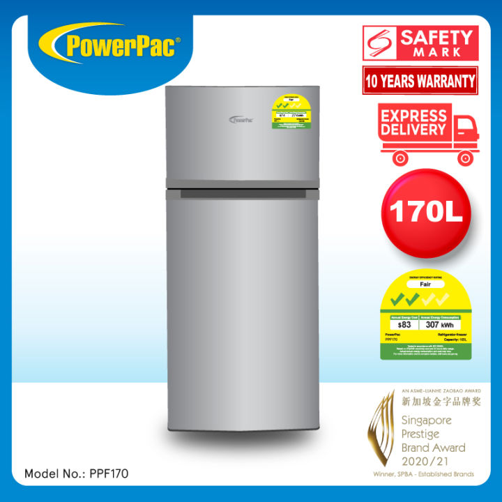 PowerPac 2-Door Fridge 170L with Freezer (PPF170) | Lazada Singapore