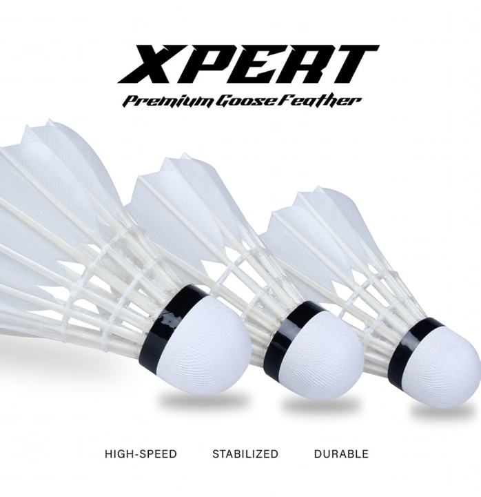 Premium Shuttlecock | Xpert Premium Goose Feather Shuttlecock | 1 tube ...
