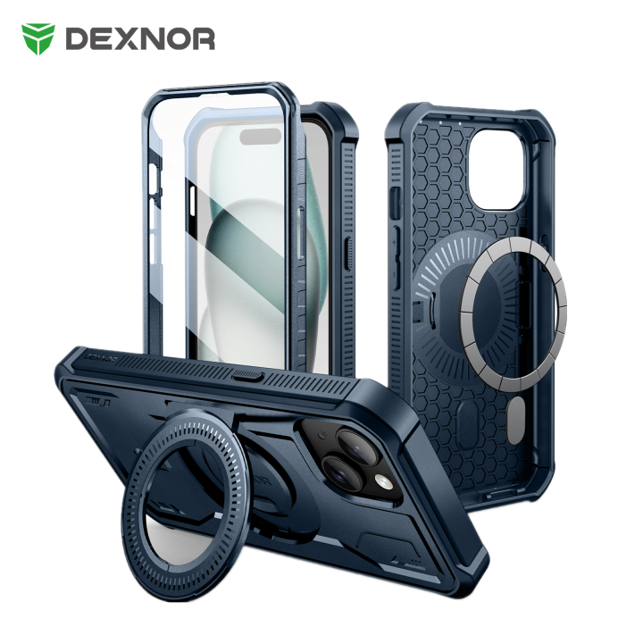Dexnor เคสไอโฟน15,เข้ากันได้กับ MagSafe [ปกป้องหน้าจอและขาตั้งในตัว] เค ...